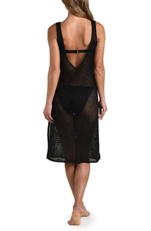 L'Agence Cove Lattice Sheer Open Stitch Cover-up Dress