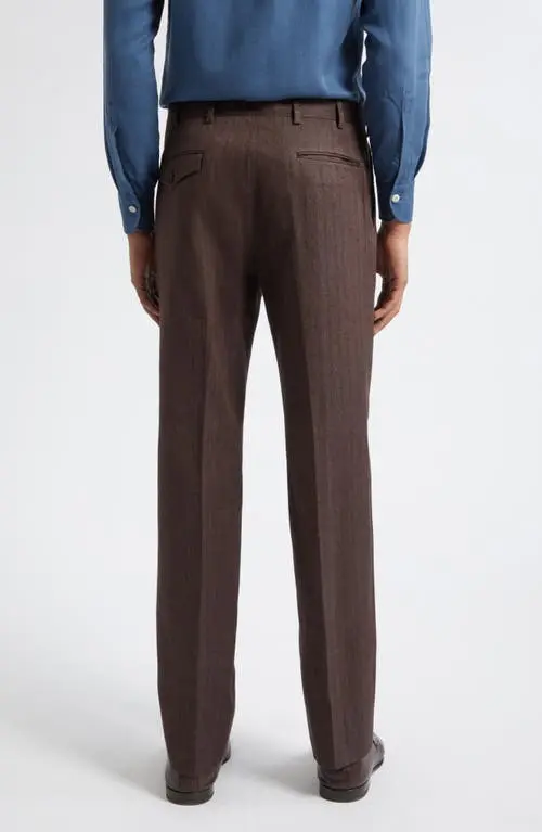 J. MUESER Waverly Single Pleat Tapered Cotton & Linen Trousers