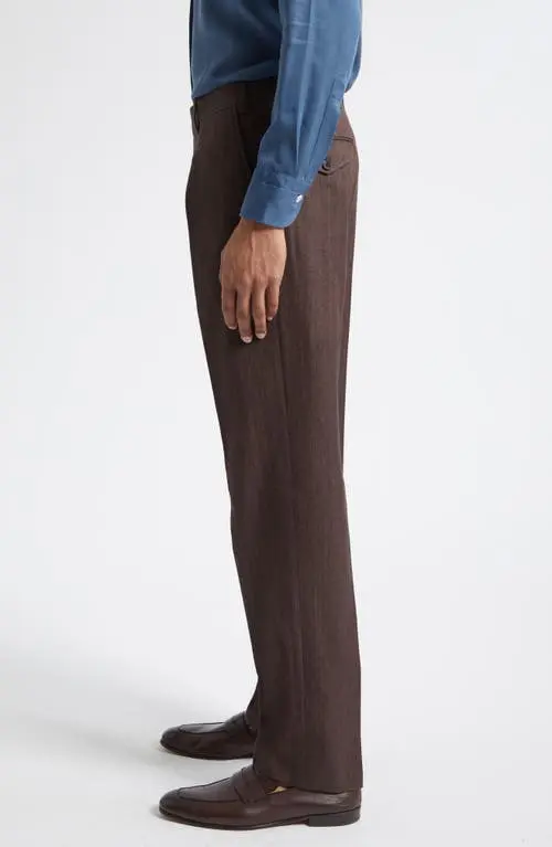 J. MUESER Waverly Single Pleat Tapered Cotton & Linen Trousers
