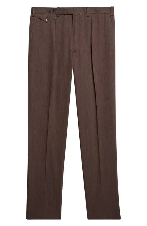 J. MUESER Waverly Single Pleat Tapered Cotton & Linen Trousers