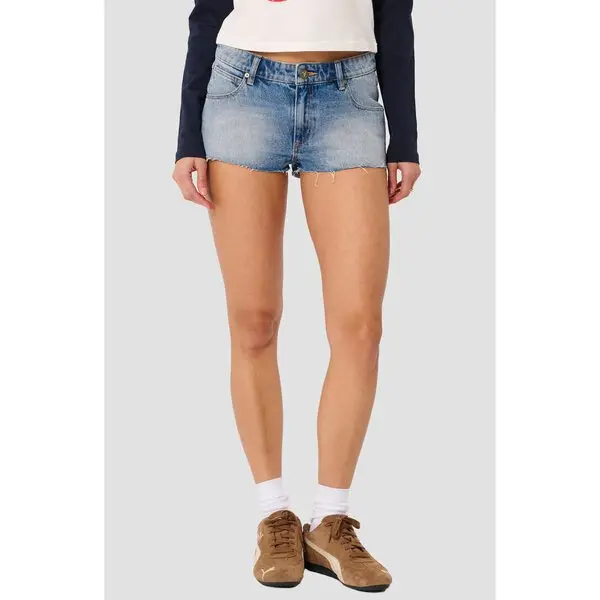 Abrand Denim Low-rise Frayed Denim Shorts - Tamara