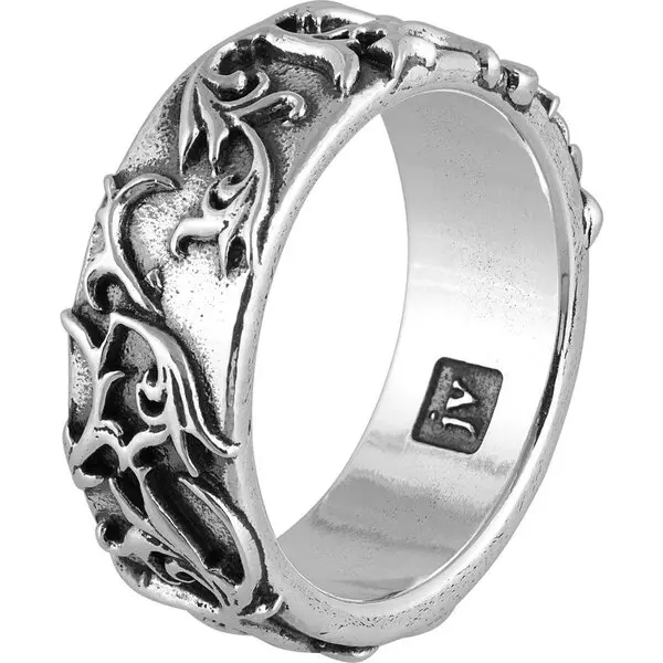 John Varvatos Sterling Gothic Band Ring - Silver