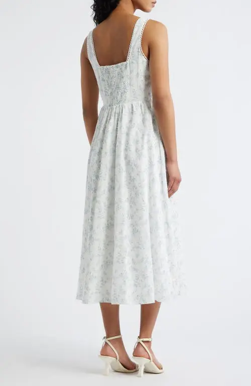 Lulus Becca Ditsy Floral Swiss Dot A-line Midi Dress