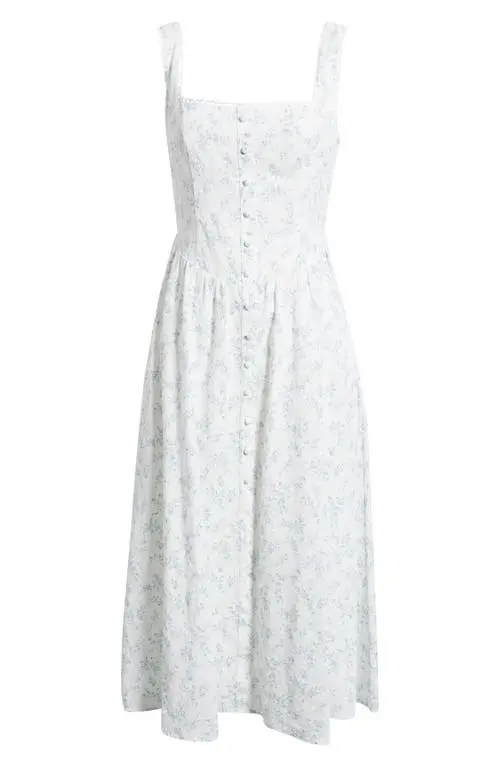 Lulus Becca Ditsy Floral Swiss Dot A-line Midi Dress