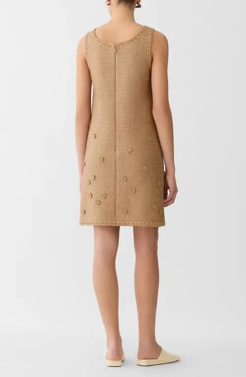 Lafayette 148 New York Floral Appliqué Raffia Effect Tank Dress