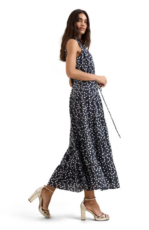PHASE EIGHT Nita Spot Tiered Halterneck Maxi Dress - Navy