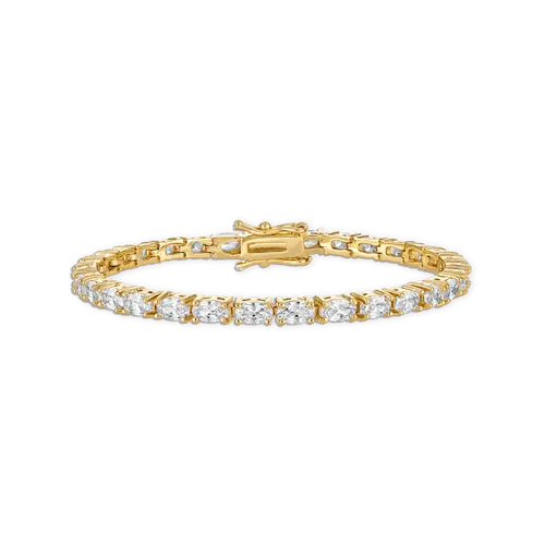 Alexa Leigh 14k Gold Filled Oval Crystal Tennis Bracelet - Yellow Gold