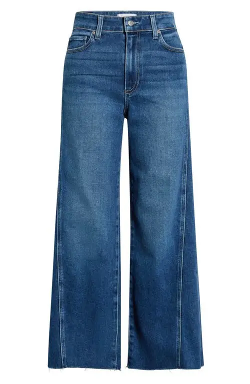 Paige Anessa Twisted Seam High Waist Ankle Wide Leg Jeans - Hollyhock