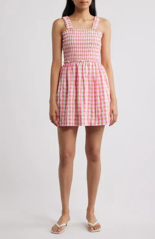 Lilly Pulitzer® Hadly Check Print Skirted Romper - Cherry Blossom Pink