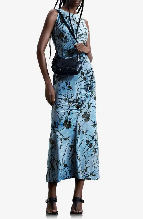 Desigual Floral Print Sleeveless Dress - Blue