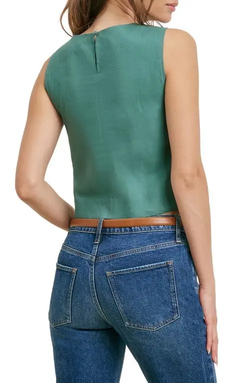 FAVORITE DAUGHTER The Abby Linen Blend Square Neck Crop Shell - Emerald