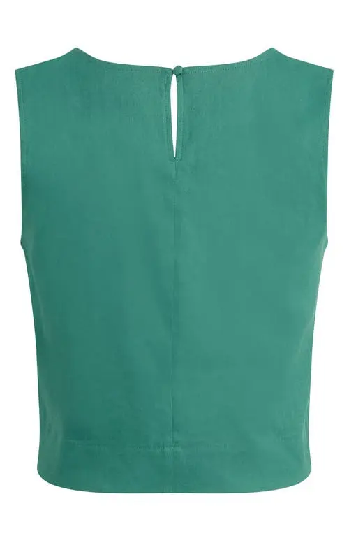 FAVORITE DAUGHTER The Abby Linen Blend Square Neck Crop Shell - Emerald