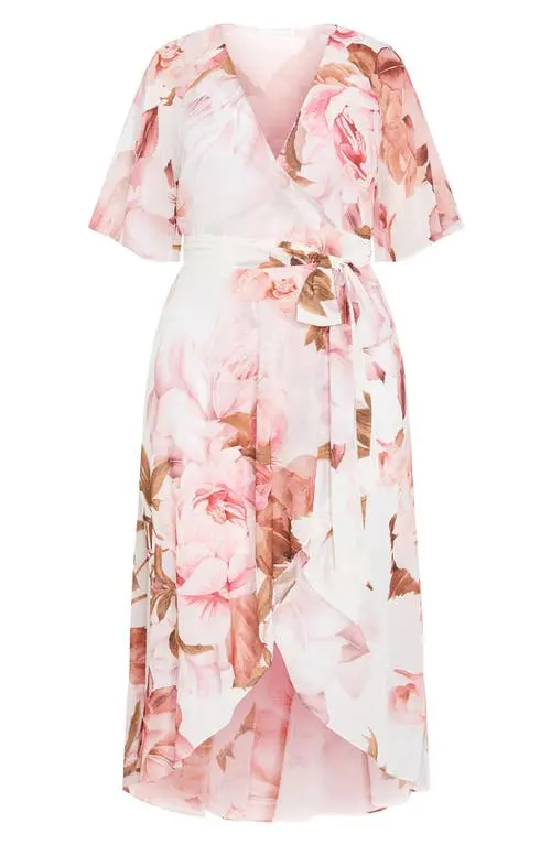 City Chic Floral Print Wrap Dress