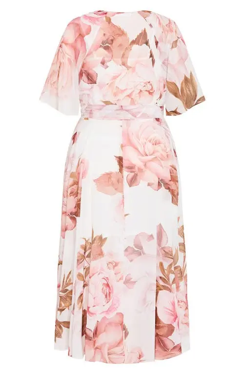 City Chic Floral Print Wrap Dress