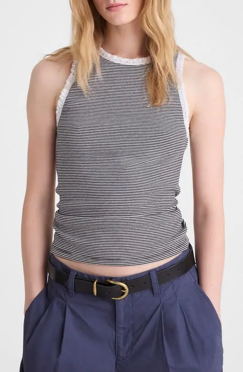 Madewell Lace Trim Rib Tank - Jet Black