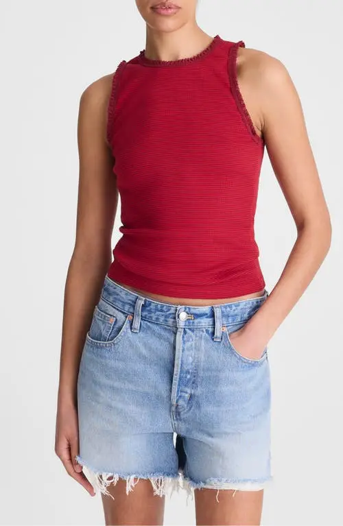 Madewell Lace Trim Rib Tank - Red Currant