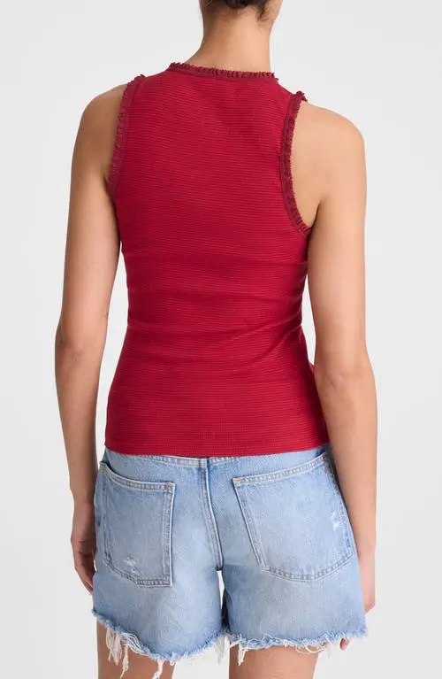 Madewell Lace Trim Rib Tank - Red Currant