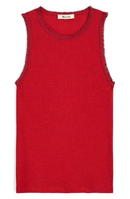 Madewell Lace Trim Rib Tank - Red Currant