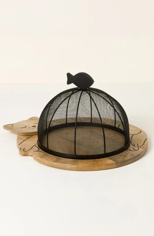 UNCOMMON GOODS Cozy Cat Serving Board & Cloche