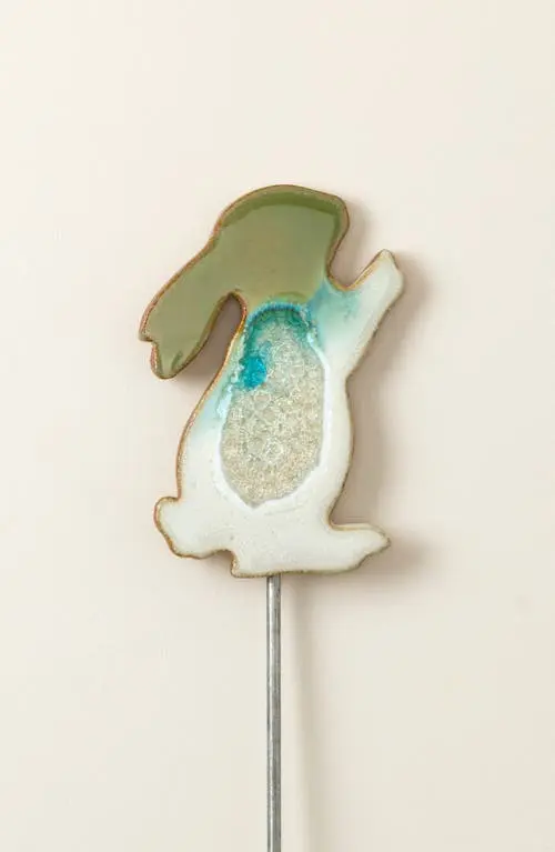 UNCOMMON GOODS Rabbit Family Ceramic Glazed Garden Stakesbaby Rabbit - Multi