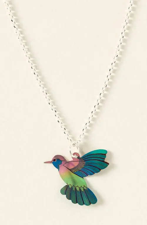 UNCOMMON GOODS Iridescent Hummingbird Pendant Necklace - Multi