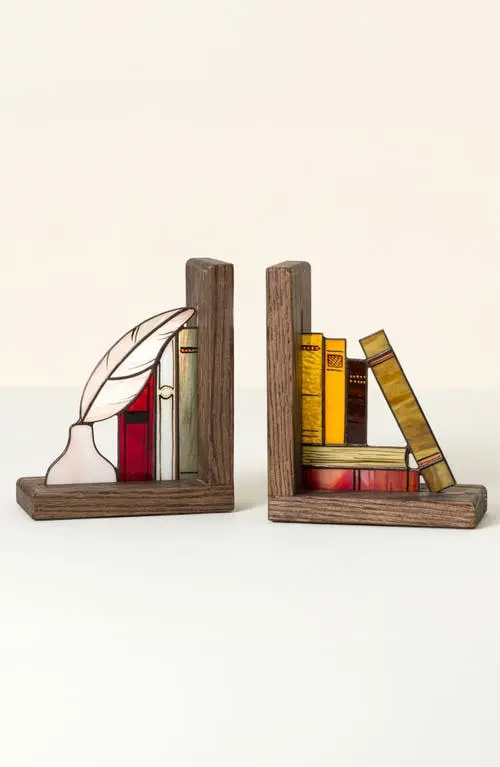 UNCOMMON GOODS Stained Glass Library Bookends