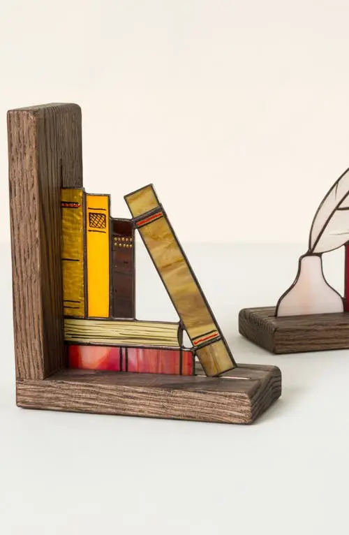 UNCOMMON GOODS Stained Glass Library Bookends