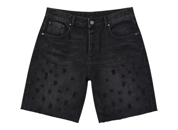 PURPLE BRAND Denim Beaded Monogram Shorts