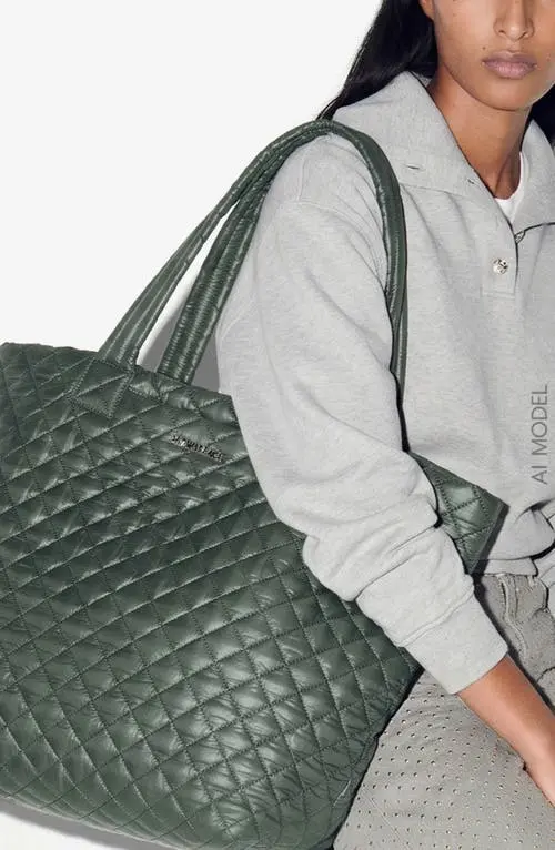 Mz Wallace Large Metro Deluxe Quilted Nylon Tote - Juniper