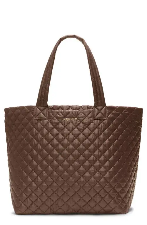 Mz Wallace Large Metro Deluxe Quilted Nylon Tote - Walnut Brown