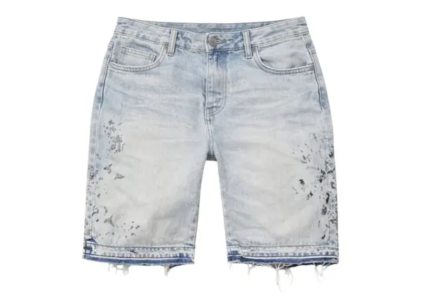 PURPLE BRAND Embellished Denim Shorts - Light Indigo