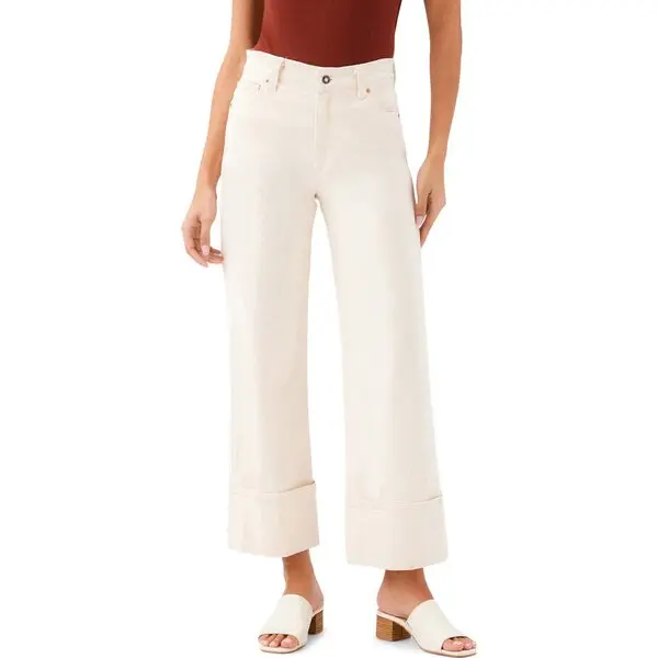 Karen Kane Cuffed Crop Jeans - Natural