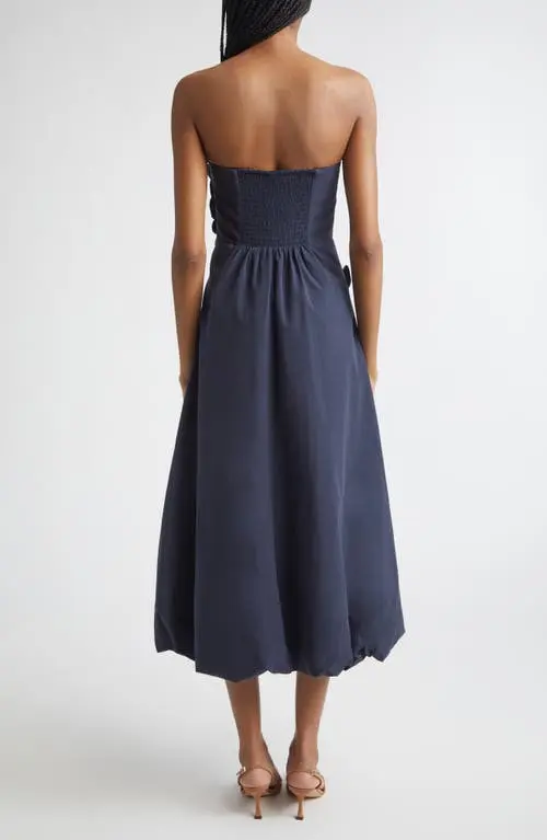 Ramy Brook Zaria Floral Appliqué Strapless Midi Dress