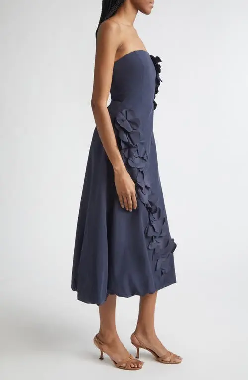 Ramy Brook Zaria Floral Appliqué Strapless Midi Dress