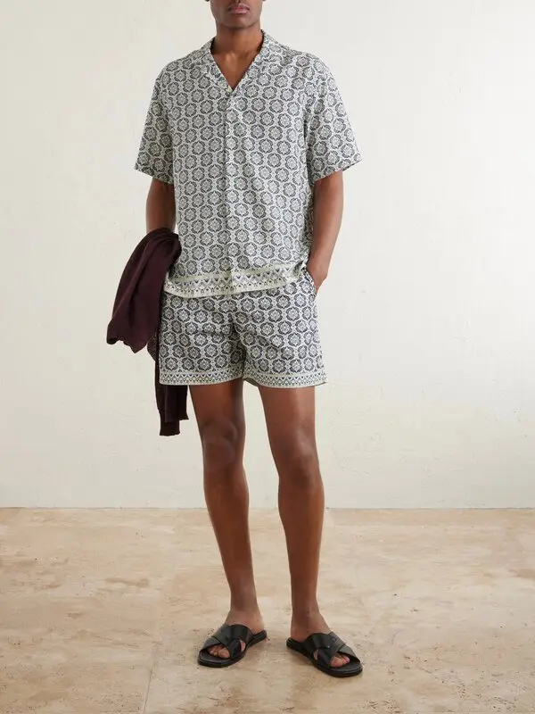 Orlebar Brown Maitan Passetto Camp-collar Printed Lyocell Shirt - Neutrals