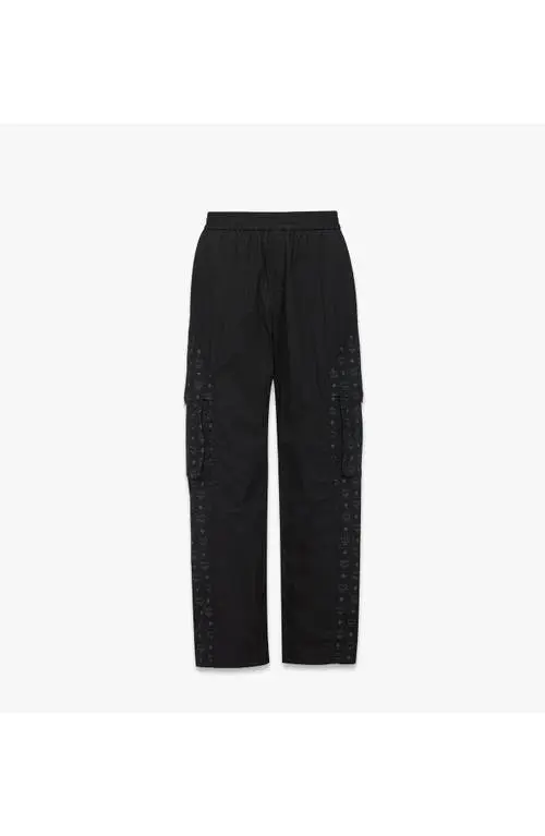 Mcm Monogram Cargo Pants In Recycled Nylon - Black