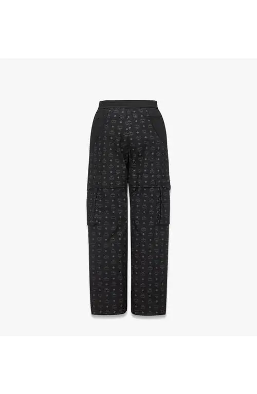 Mcm Monogram Cargo Pants In Recycled Nylon - Black