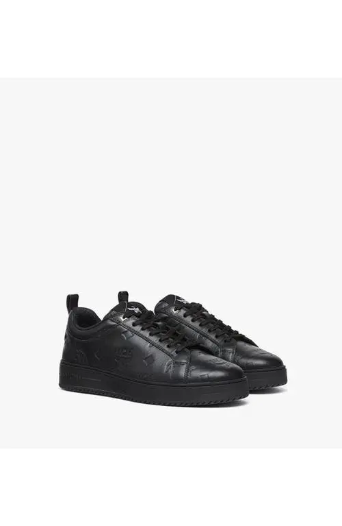 Mcm Neo Terrain Monogram Leather Sneakers - Black