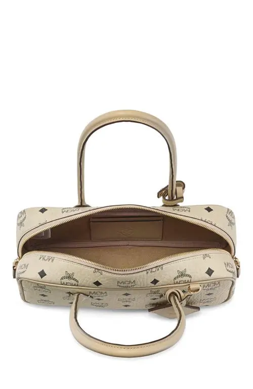 Mcm Small Aren East West Shoulder Bag In Visetos Monogram - Beige