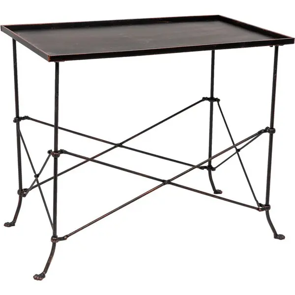 STORIED HOME Rectangular Tall Metal End Table With Claw Feet - Bronze