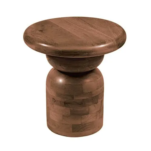 STORIED HOME Accent Table With Stacked End Grain Base - Brown