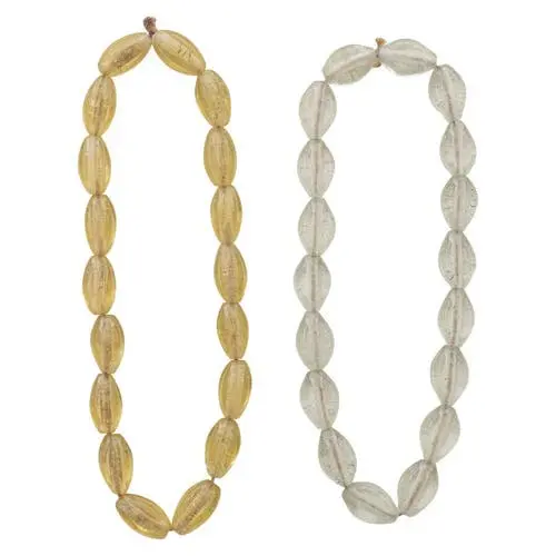 STORIED HOME 2-piece Glass Beads On Jute Cord Decorative Accent - White