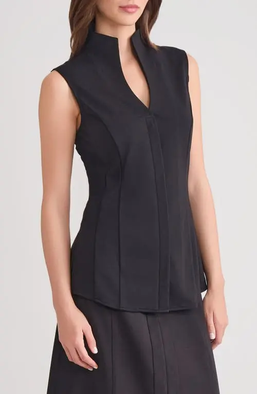Misook High Neck Sleeveless Pima Cotton Blouse