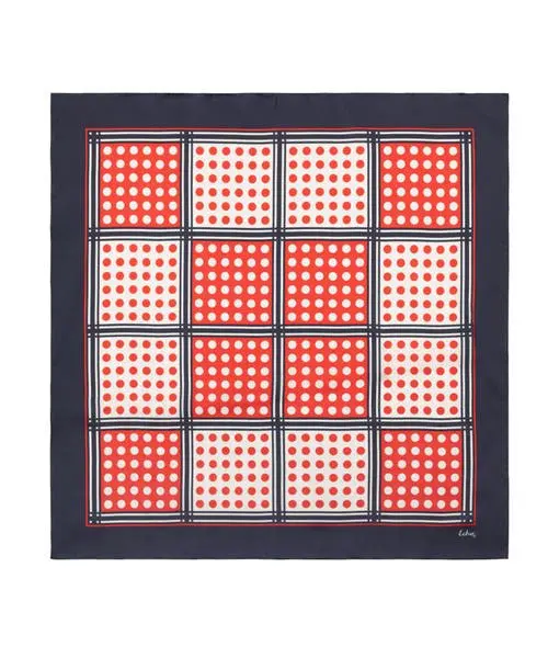 Echo Grid Dots Silk Square - Navy