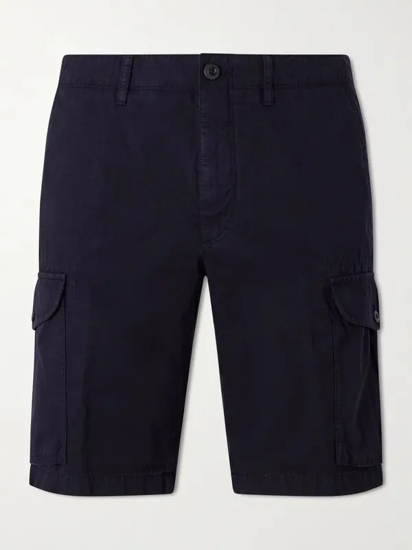 SLOWEAR Straight-leg Cotton And Linen-blend Shorts - Blue