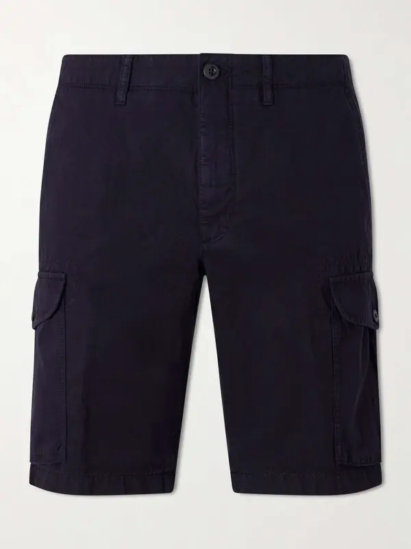SLOWEAR Straight-leg Cotton And Linen-blend Shorts - Navy
