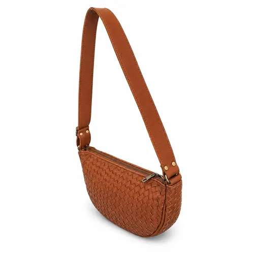 AMASOUK Hilal Woven Leather Sling Bag - Saddle