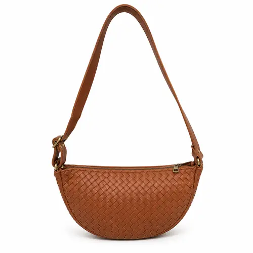 AMASOUK Hilal Woven Leather Sling Bag - Saddle