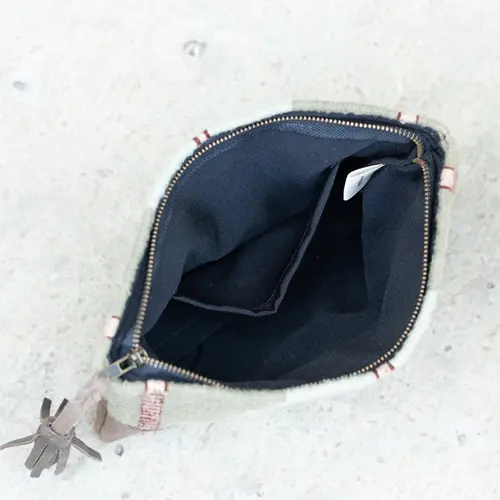 AMASOUK Luz De Prado Woven Wool Clutch With Leather Trim