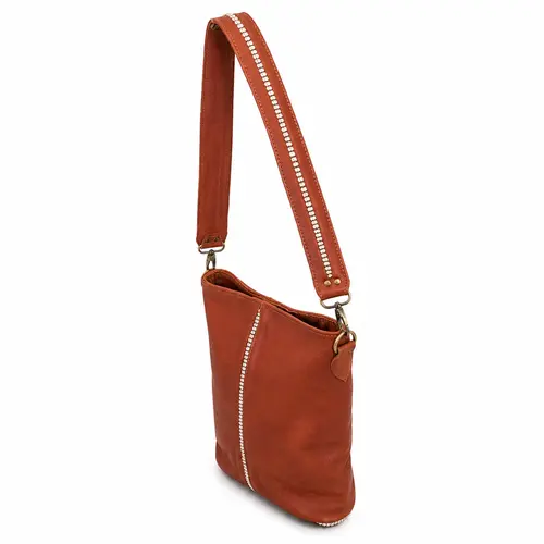 AMASOUK Sabra Leather Shoulder Bag - Saddle